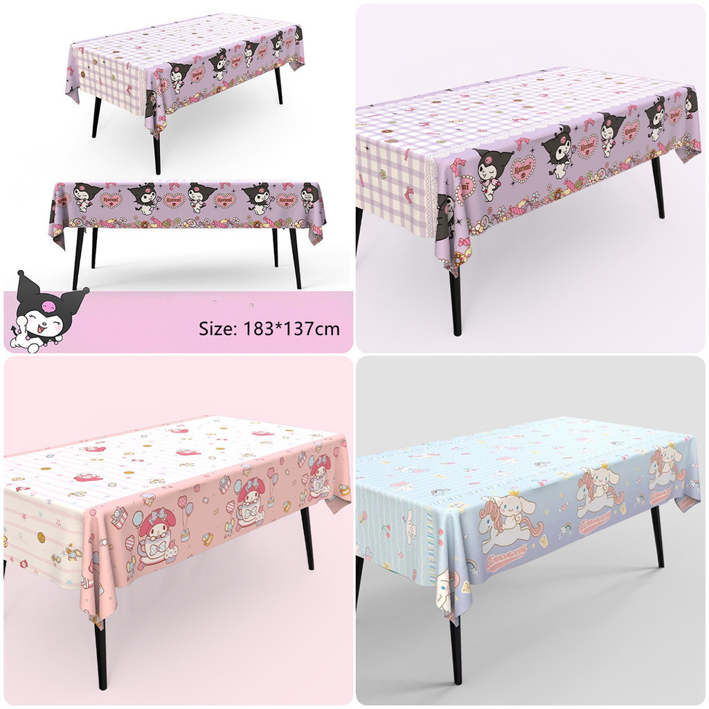 Sanrio themed Kuromi/Melody/Cinnamoroll birthday tablecloth disposable ...