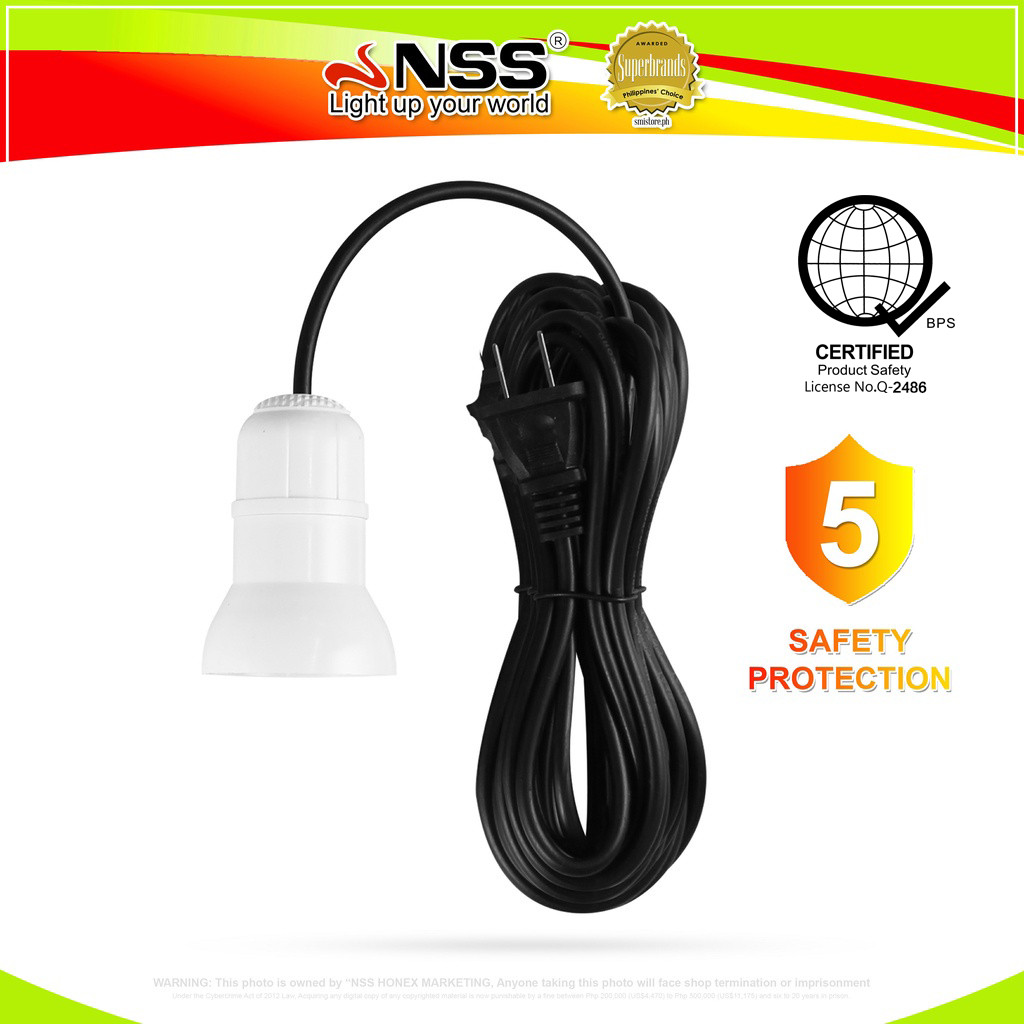 NSS E27 Lamp Bulb Holder Cord Extension LED Light Bulb Edison Screw ...