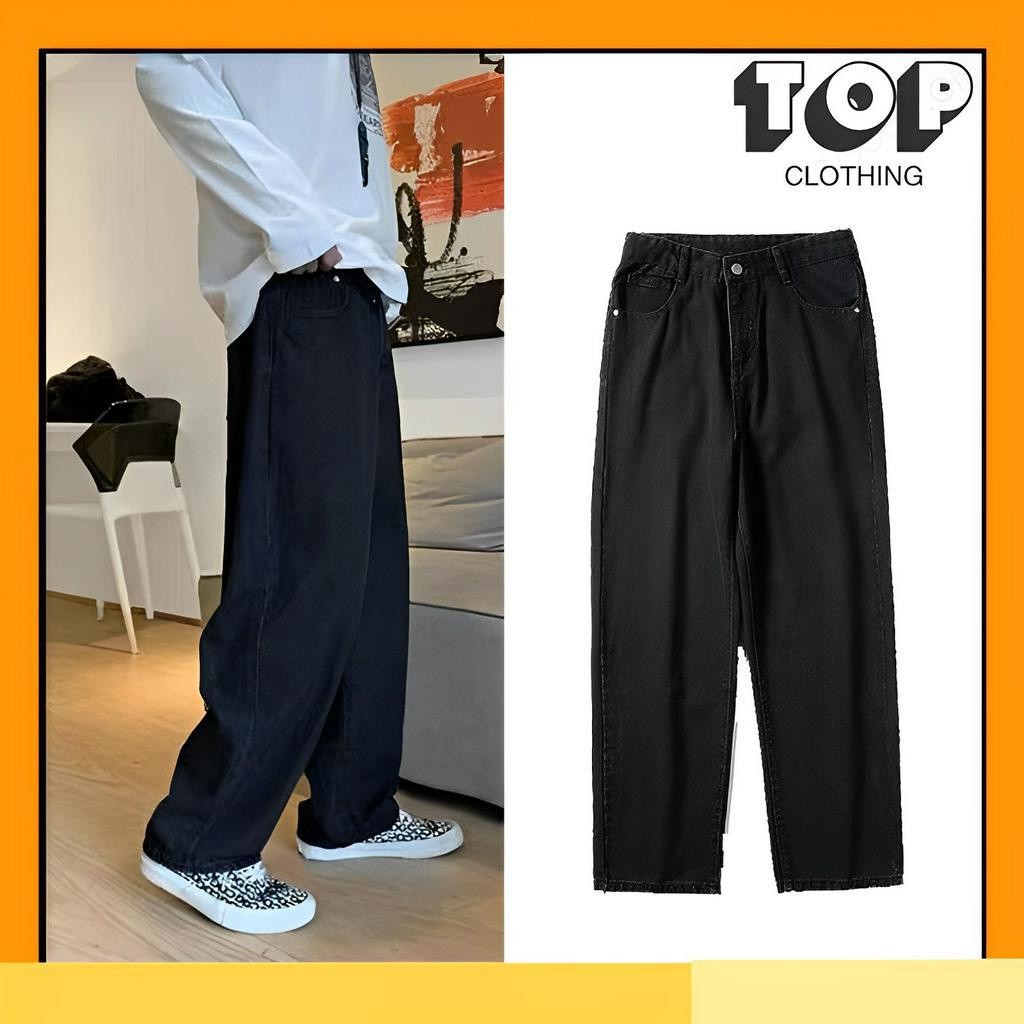 [COD & Ready Stock]Solid Color Jeans For Men Denim Pants Black Baggy ...