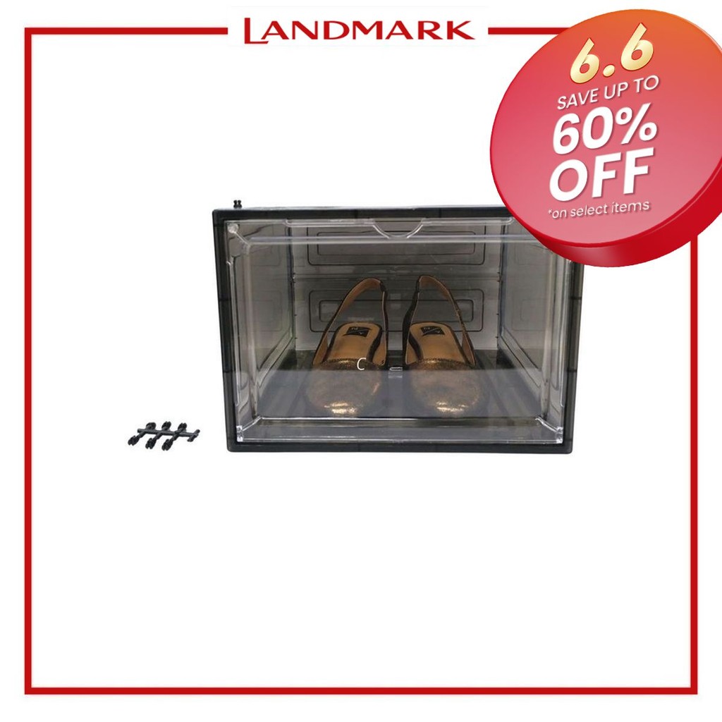 Landmark Acrylic Medium Foldable Shoe Box - Black 35 x 27 x 19cm ...