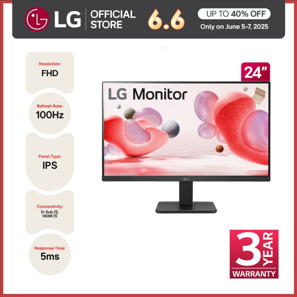 LG 24 inch Monitor 24MR400 B Full HD with 3 Side Virtually Borderless ...