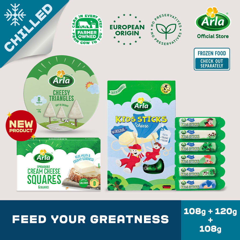Arla Snack Bundle: Arla Kid Sticks 108g, Arla Cheesy Triangles 120g ...