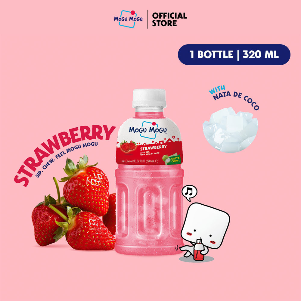 Mogu Mogu Strawberry Nata de Coco Juice Drink 320ml x 1 bottle | Shopee Philippines