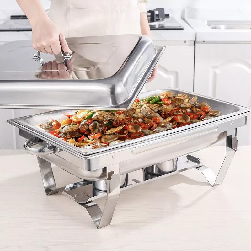 Chafing Dish Set 11L Food Warmer Stainless Steel Square with Alcohol ...