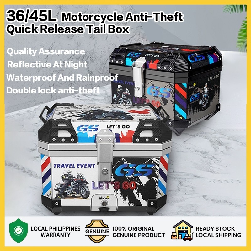 MOKOTO HIGH-DENSITY PLASTIC TOP BOX 45LITERS FOR MOTORCYCLE / REAR TAIL ...