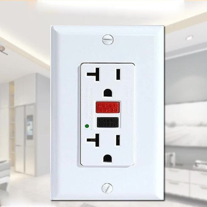 2-Gang GFCI Duplex Safety Outlet 20A 220V Universal Outlet With Ground ...