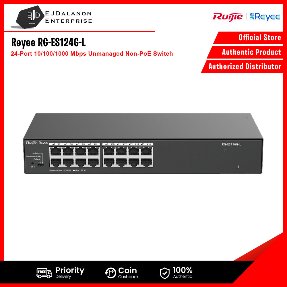 Reyee RG-ES124G-L 24-Port 10/100/1000 Mbps Unmanaged Non-PoE Switch ...