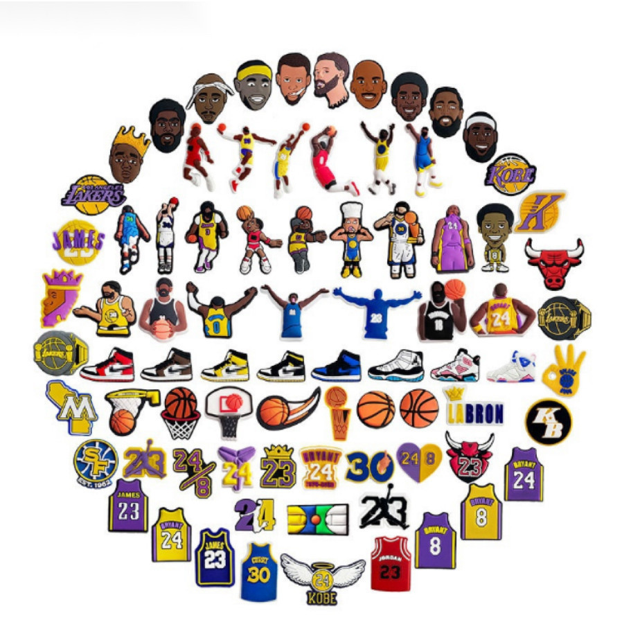 Basketball Kobe James Series Jibbitzs Set Crocs Clog Shoes Accessories ...