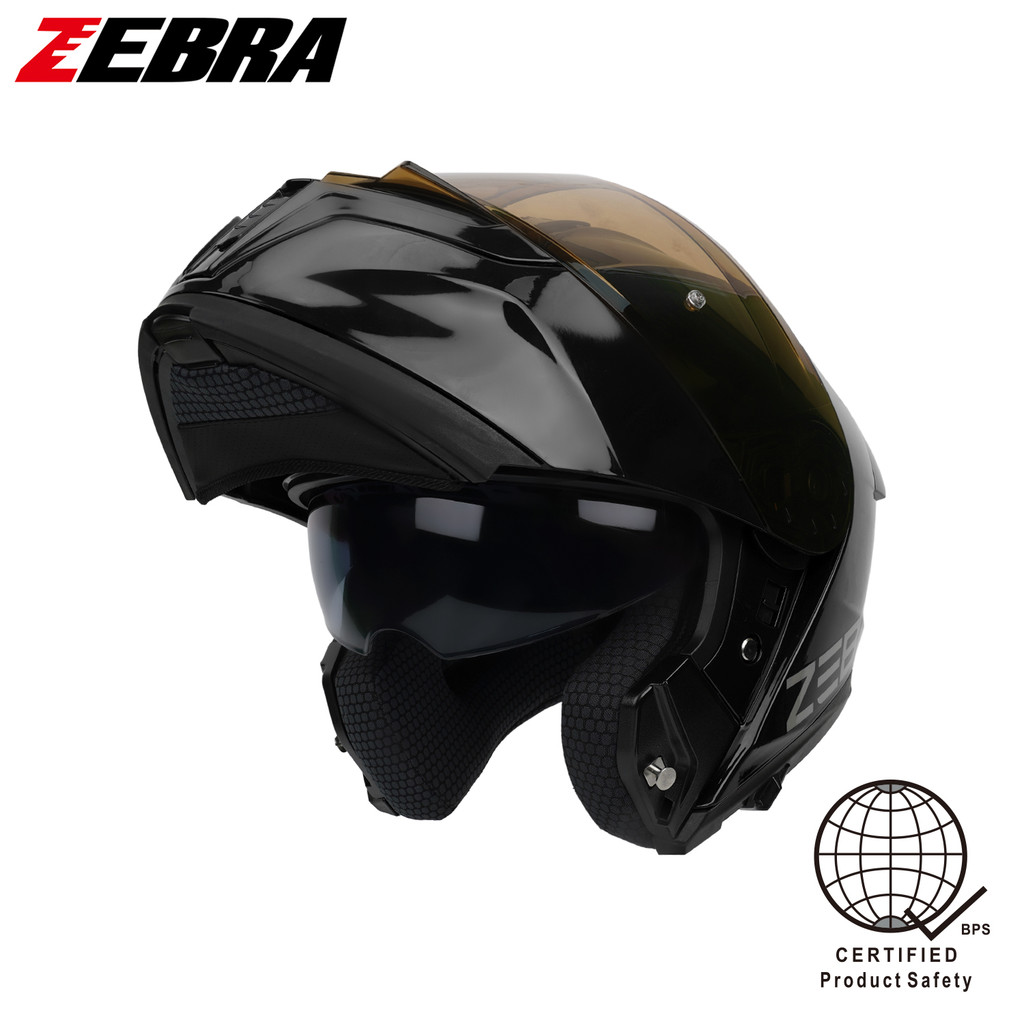 ZEBRA 767 PLAIN Motorcycle dual visor helmets for men and women open ...