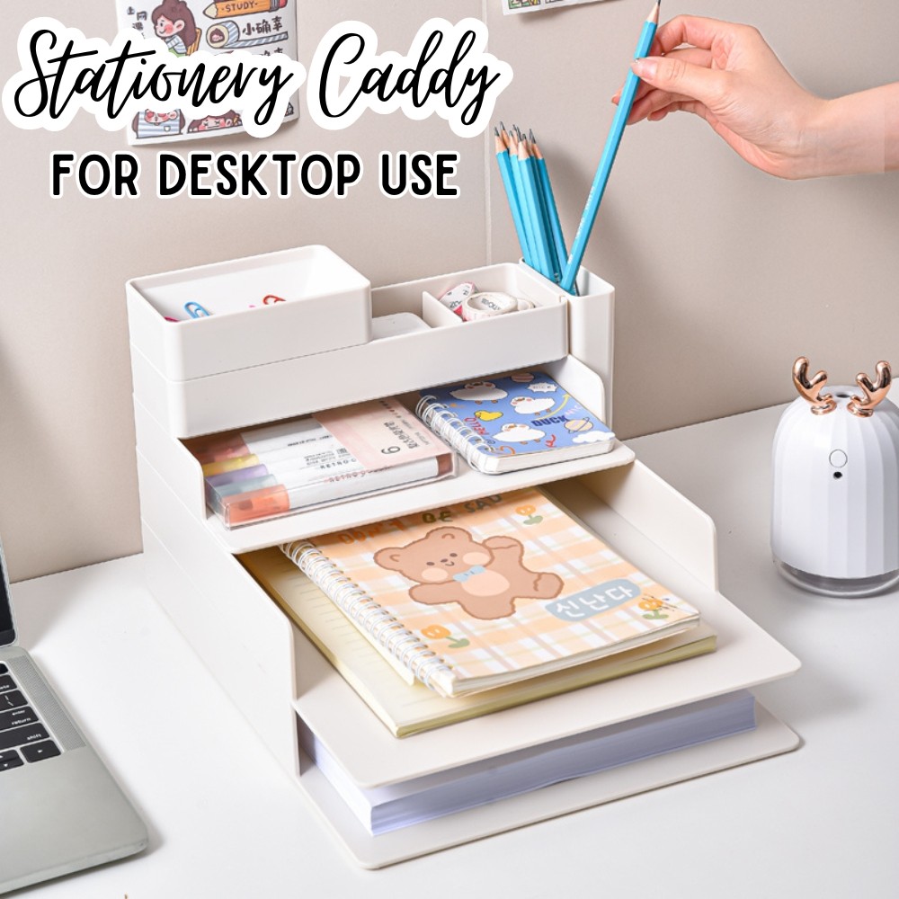 Locaupin Desk Organizer Space Saver Study Table File Storage Box Office ...
