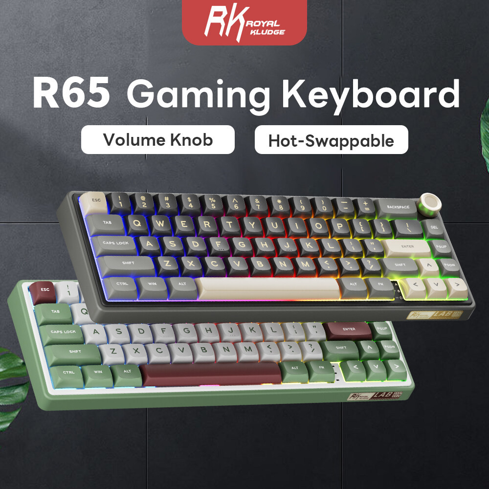 RK Royal Kludge R65 Wired Gaming Keyboard Gasket Hot Swapple Mechanical Keyboard PBT Keycaps RGB ...