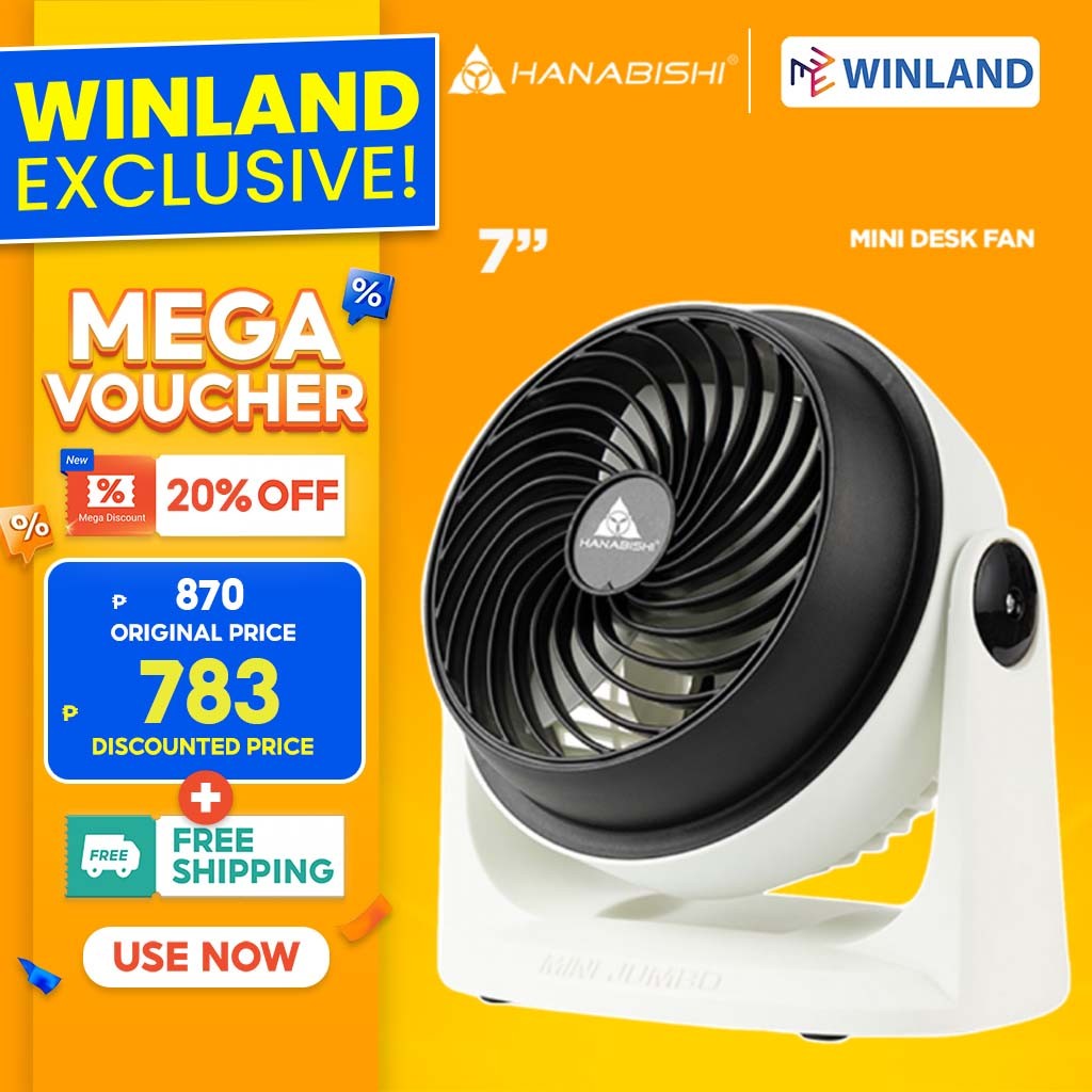 Hanabishi by Winland Mini Jumbo Desk Floor Fan High Velocity Cool ...