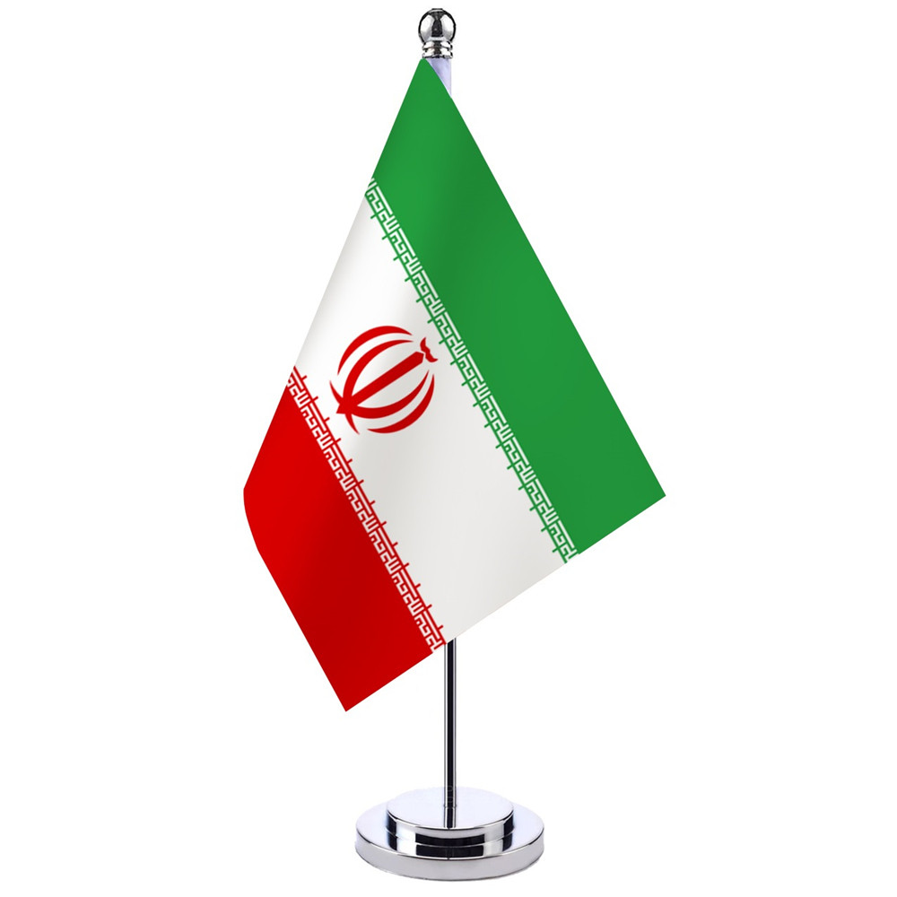 14x21cm Office Desk Flag Of Iran Banner Boardroom Table Stand Pole The ...