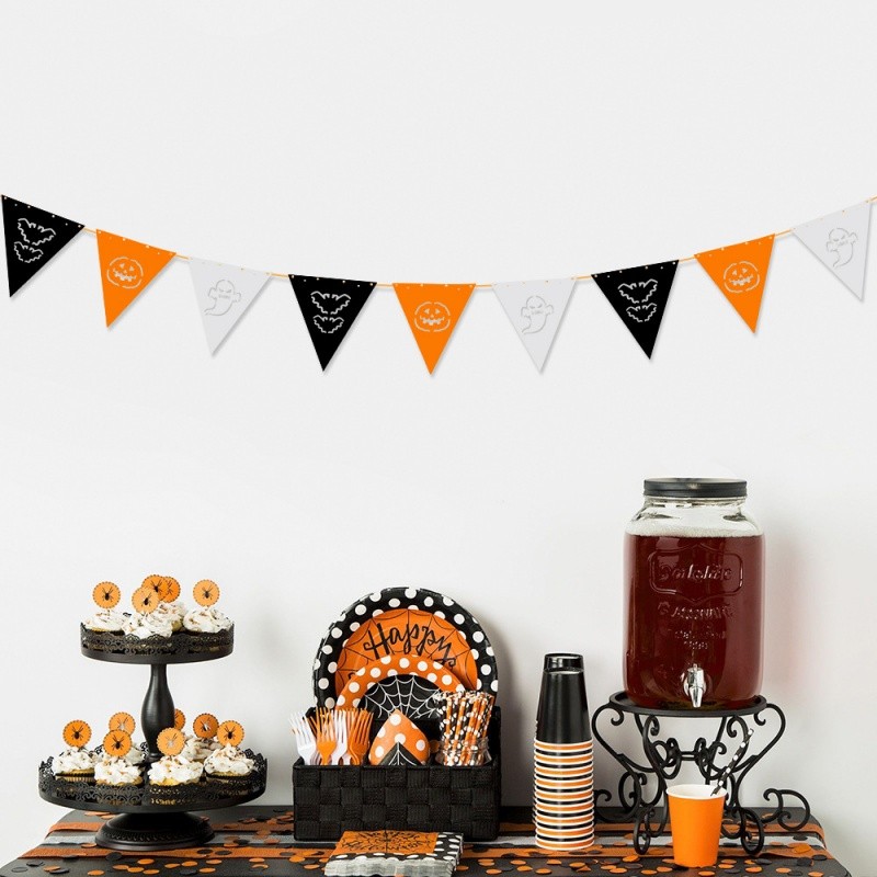 Halloween Triangle Flag Ghost Bat Pumpkin Pull Flag Ghost Festival Kids ...