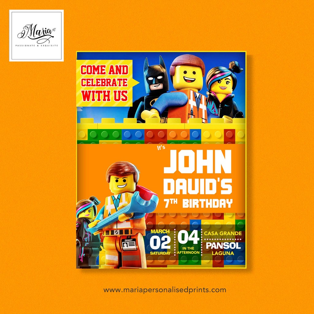 Lego Birthday Invitation Card Set of 14 - Personalised Invitation for ...