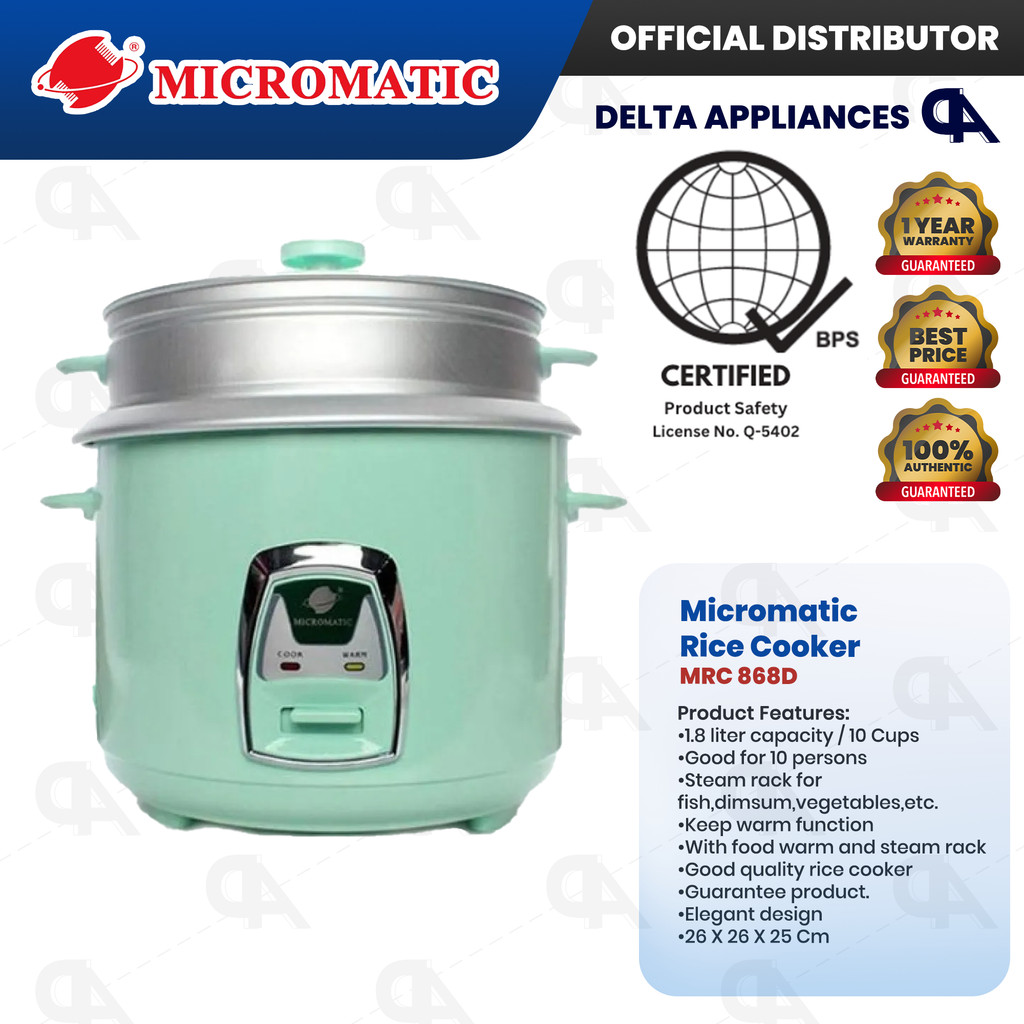 Micromatic Rice Cooker W/ Steamer 1.8L 10 Cups Original w/ 1 Year ...