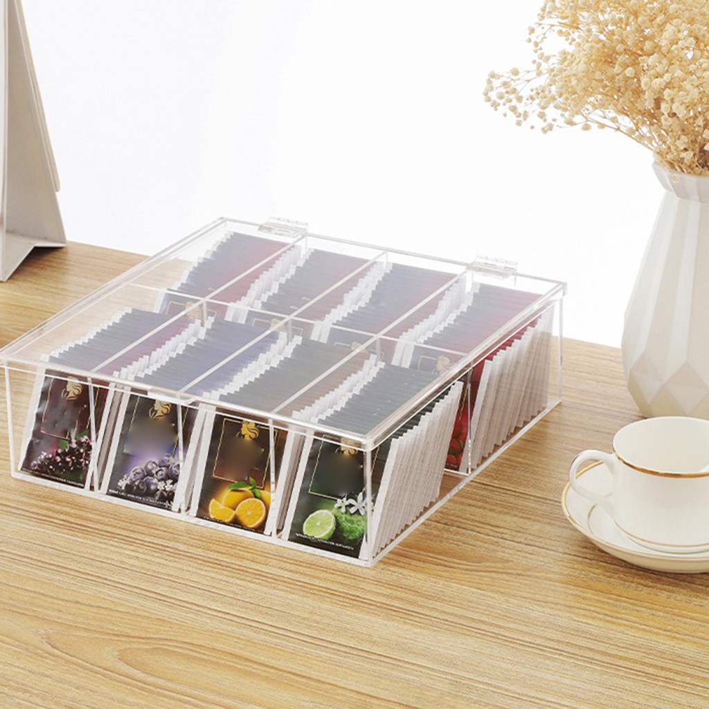 Acrylic Tea Bag Organizer Sugar Packets Clear Storage Bin Box for ...