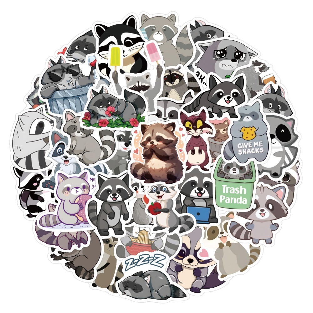 60pcs Cute Animal Raccoon Anime Graffiti Stickers DIY Skateboard ...
