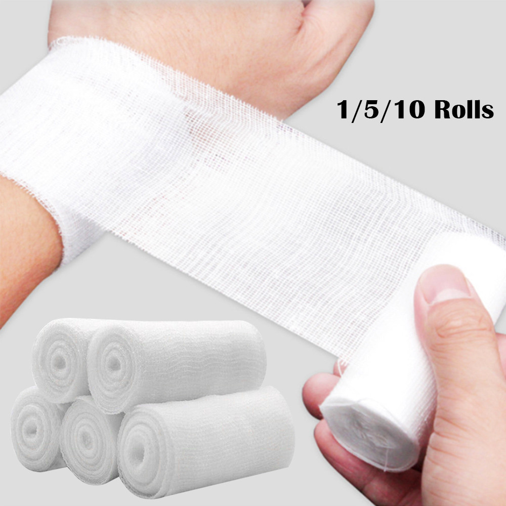 1/5/10 Rolls Absorbent Gauze Cotton Bandage Roll Wound Hemostasis ...