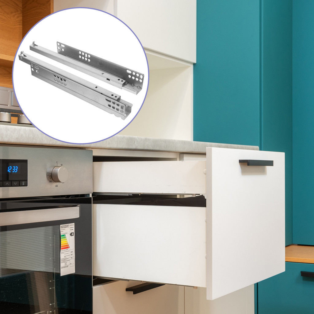 2 Pcs Hidden Slide Damping Rails Closet Sliding Drawer Chute Cabinet ...