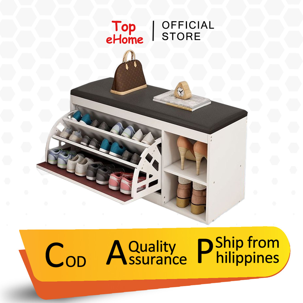 Topehome Shoe Cabinet Locker Wooden Shoe Table Tipping Bucket Shoe ...