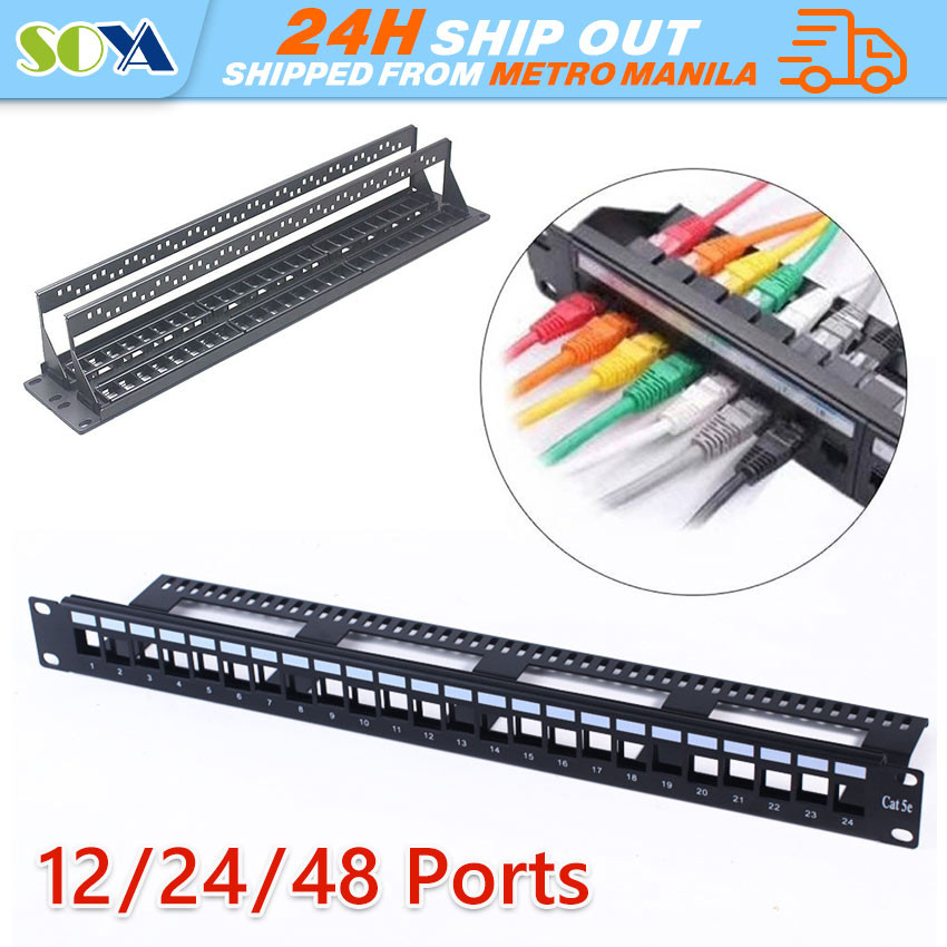 48 24 12 Ports Network Patch Panel 24 Ports Patch Panel CAT6 Fully ...