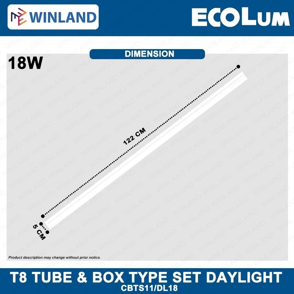 Ecolum by Winland 18watts LED T8 Tube & Box Type Set Daylight CBTS11 ...