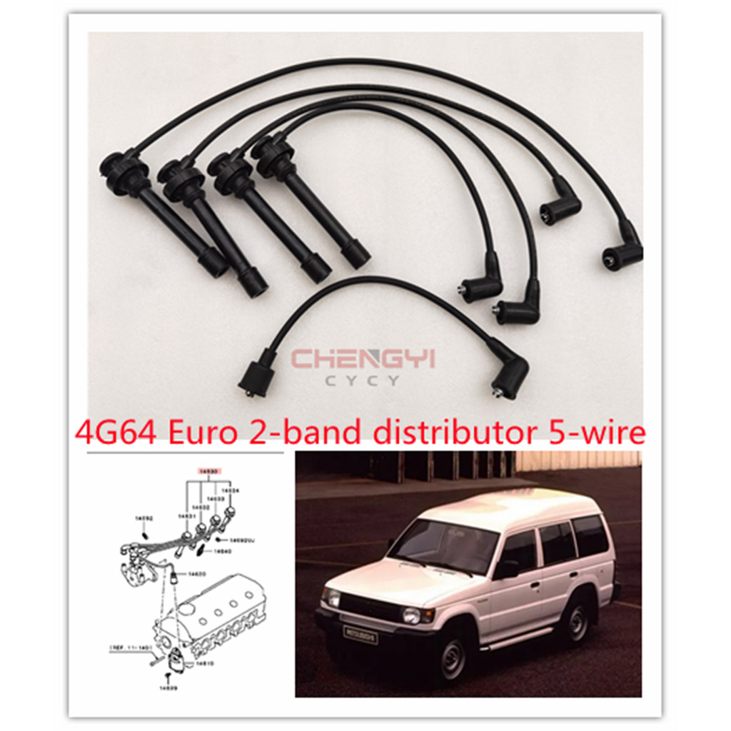 ☢4G64 Lgnition Cable Kit Spark Plug Wire High Voltage Line For Pajero ...