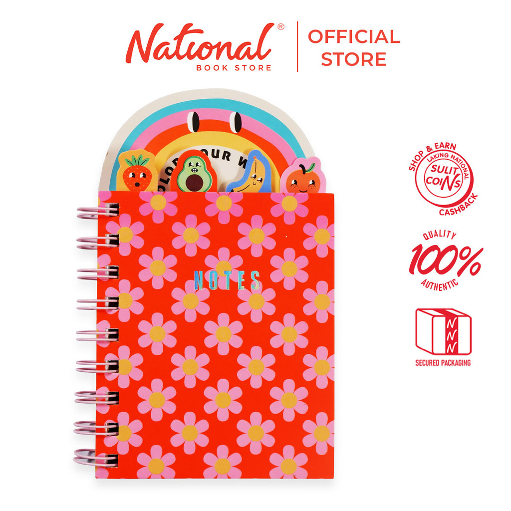 Playful Pop Spiral Journal 96x116mm 80Sheets - Red Flower - Journals ...