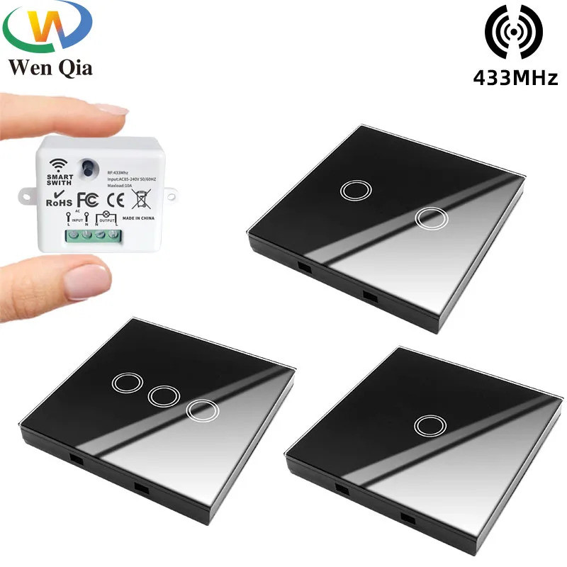 433MHz Smart Light Switch Rf Wireless Touch Wall Switch with Remote ...