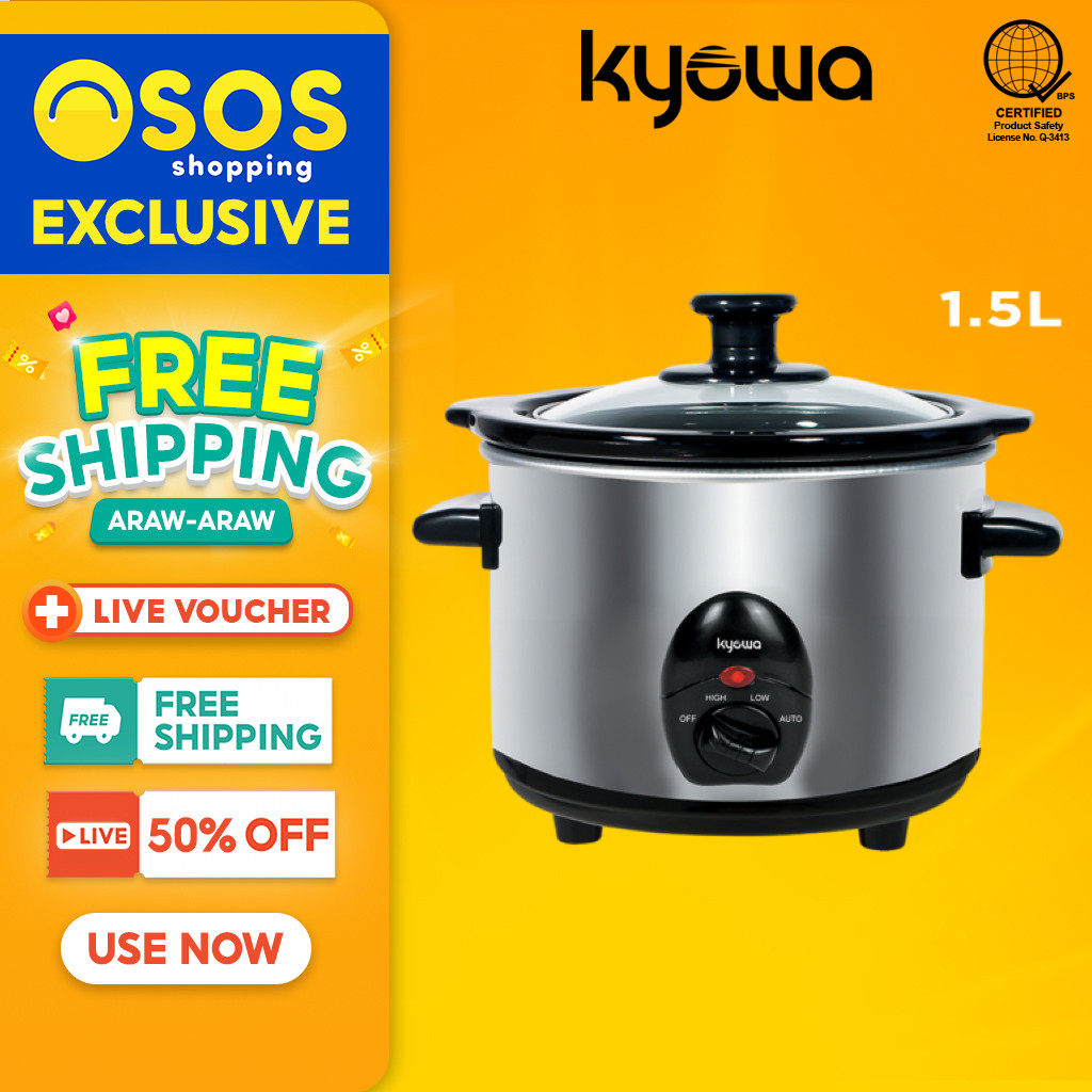 Kyowa Original Round Stainless Steel Electric Slow Cooker 1.5 Liters KW ...