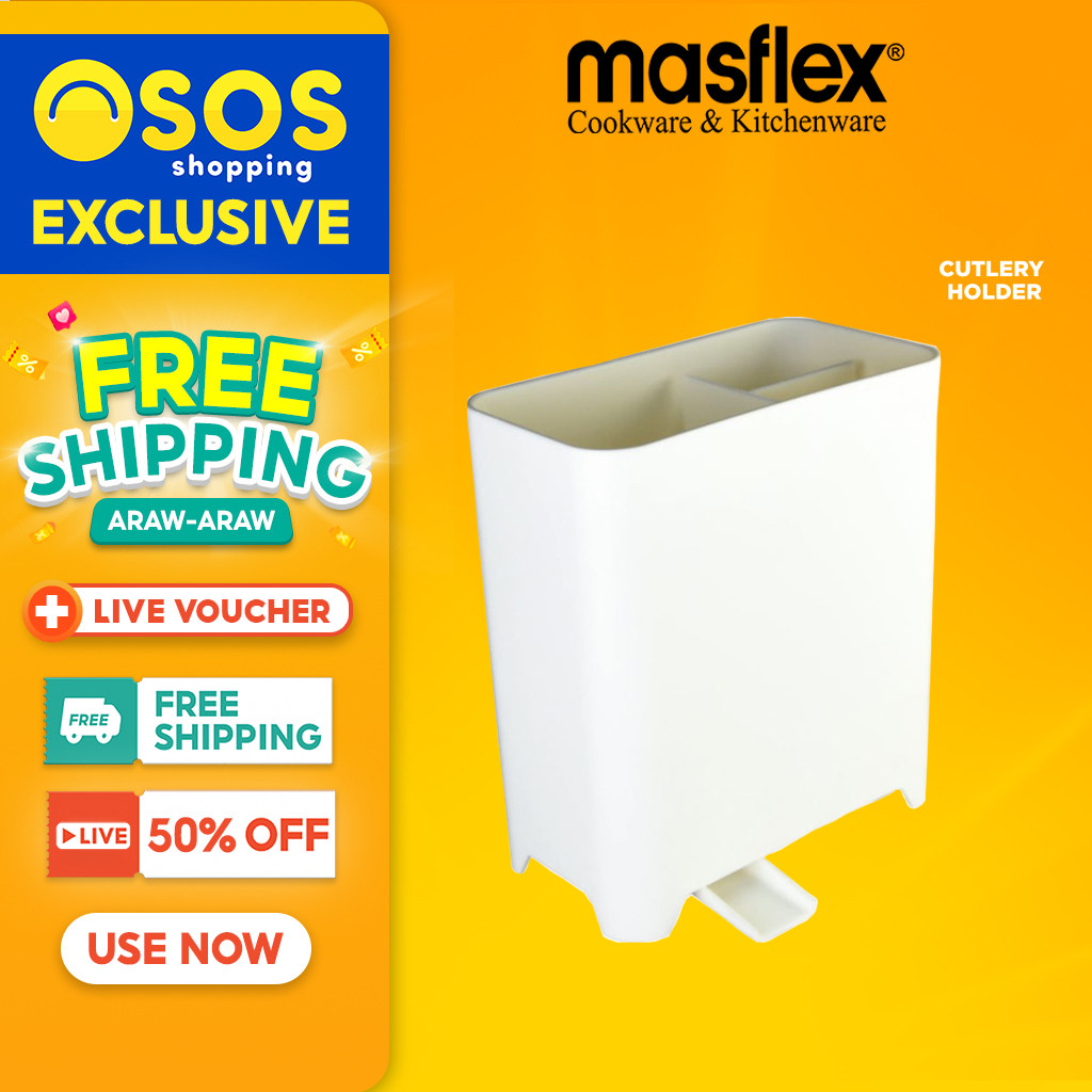 Masflex Modern Cutlery Holder Storage Gray Table Spoon Fork Container ...