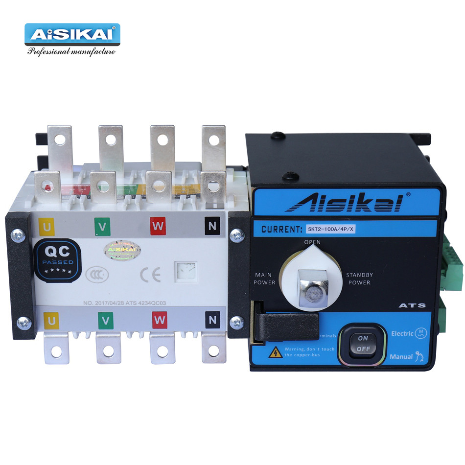 AISIKAI 4P 100A ATS controller dual power automatic transfer switch ...