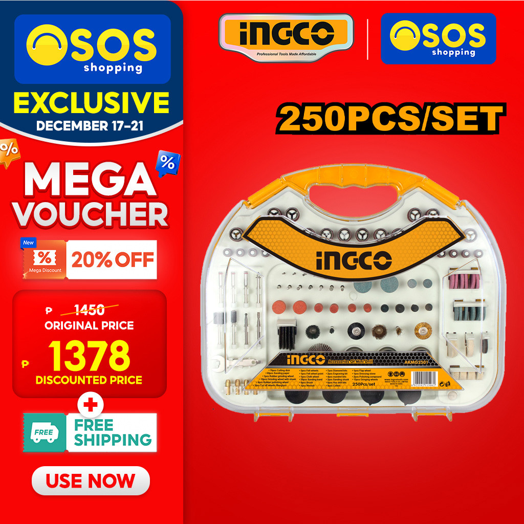 INGCO by OSOS 250pcs Accessories Set only for Mini Die Grinder Drill ...