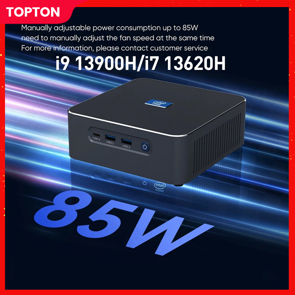 ☽Topton S600 13th Gen Mini PC Gamer Intel i9 13900H i7 13620H Windows 11 2*DDR5 2*NVMe 2*2.5G LA ...