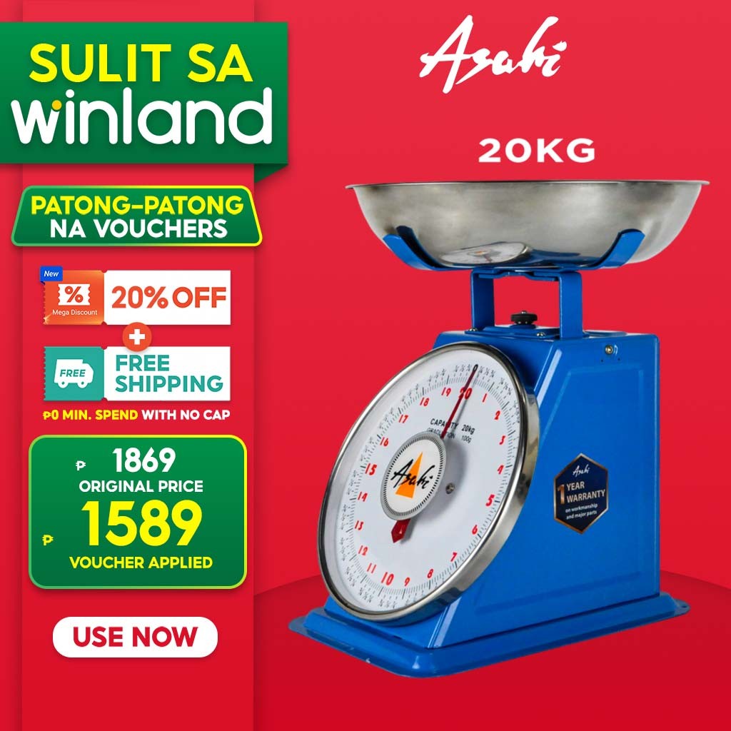Asahi by Winland Spring Dial Weighing Scale 20kg Aluminum Pan PS-201 | Shopee Philippines