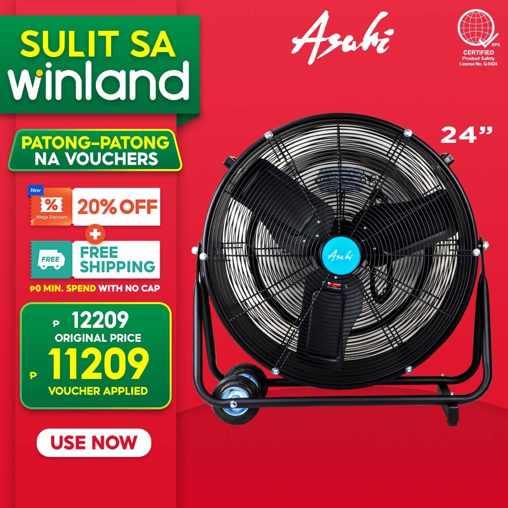 Asahi by Winland Industrial Electric Fan | Drum Fan 24inch Metal Blade ...