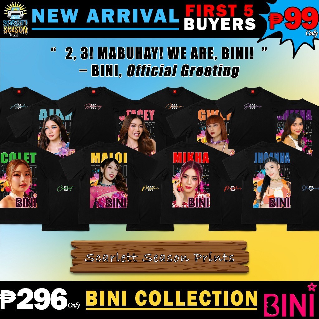 Bini - Bloom Black TShirt Collection - Aiah, Colet, Gwen, Jhoanna ...
