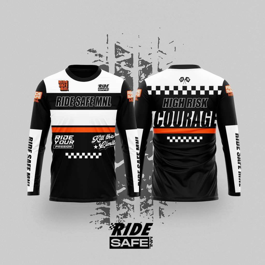 RSMNL 036 | HIGH RISK COURAGE | RIDE SAFE MNL RIDING JERSEY | RSMNL LONGSLEEVES | Shopee Philippines
