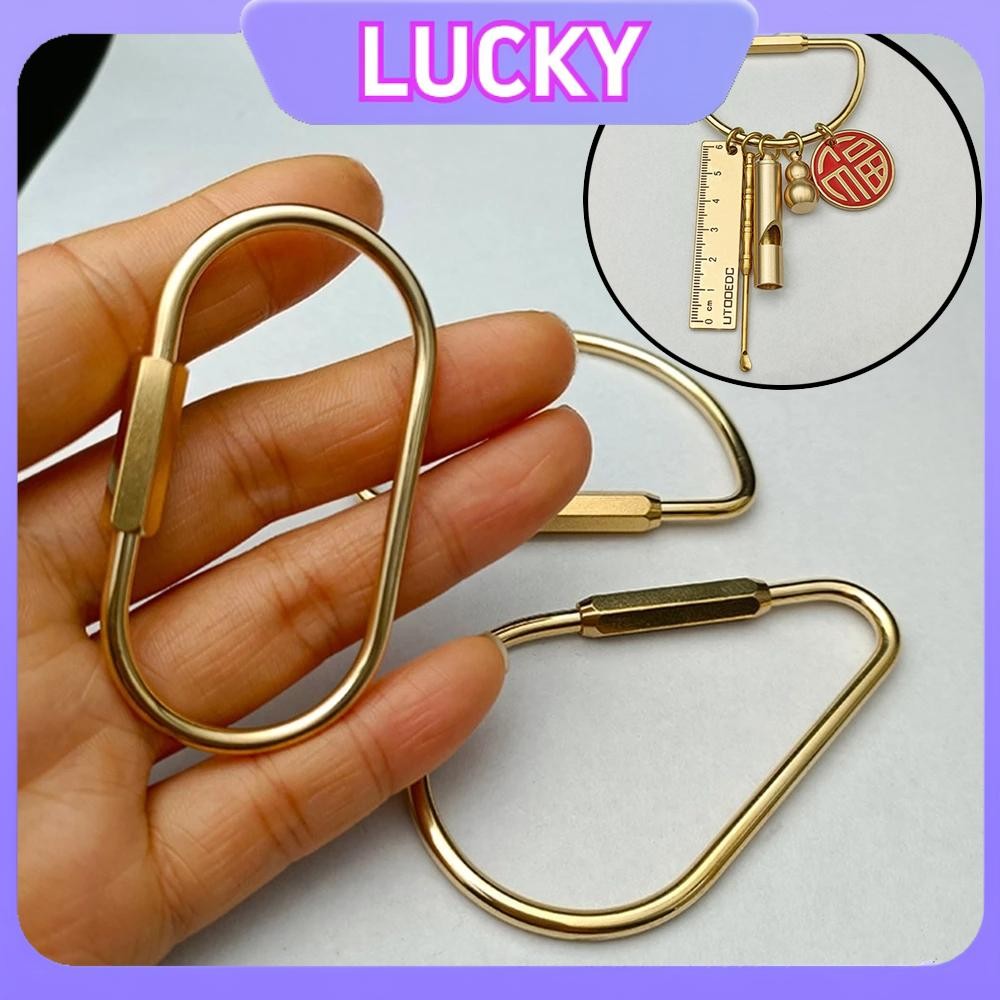 Brass Carabiner Keychain with Lock | D-Shaped Key Ring Accessories ...