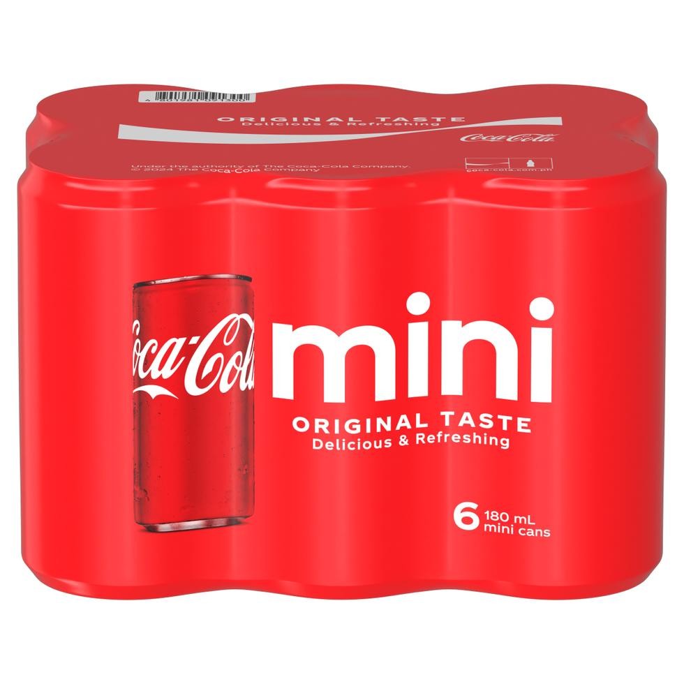 Coca-Cola Carbonated Drink Mini Cans Original 180mlx6s | Shopee Philippines
