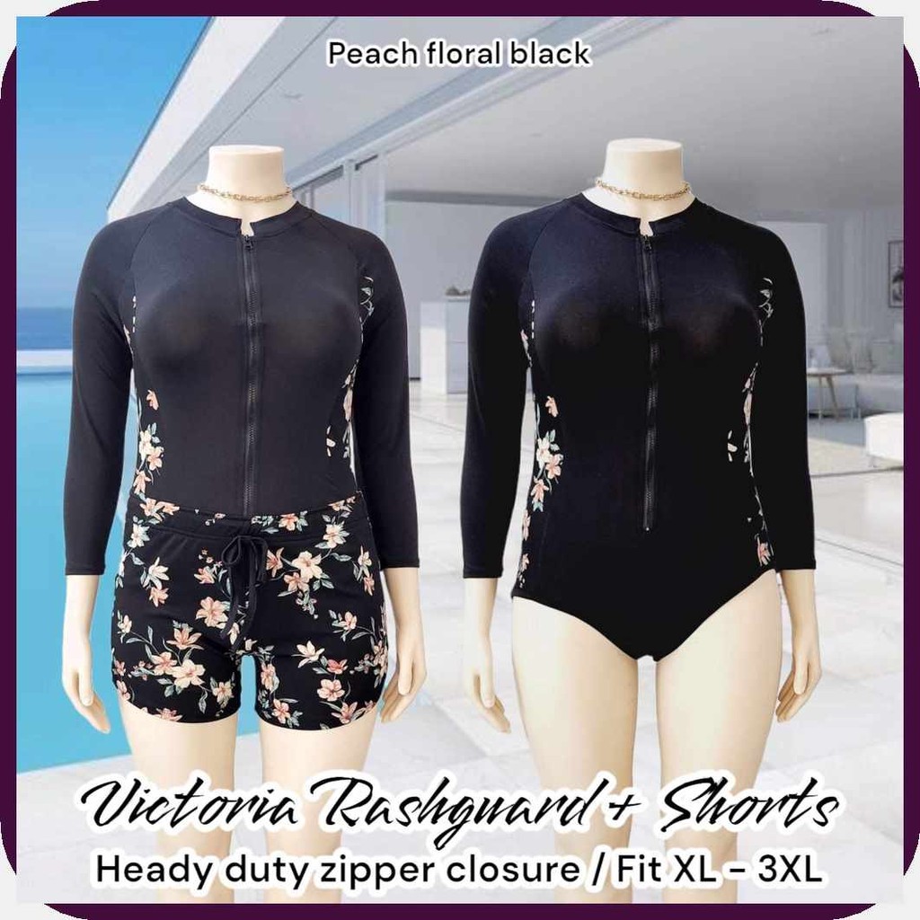 Plussize|A,Zip`x>Rashguard]rv.Swimsuit#tK.with#qT.Short(XL-3XL ...