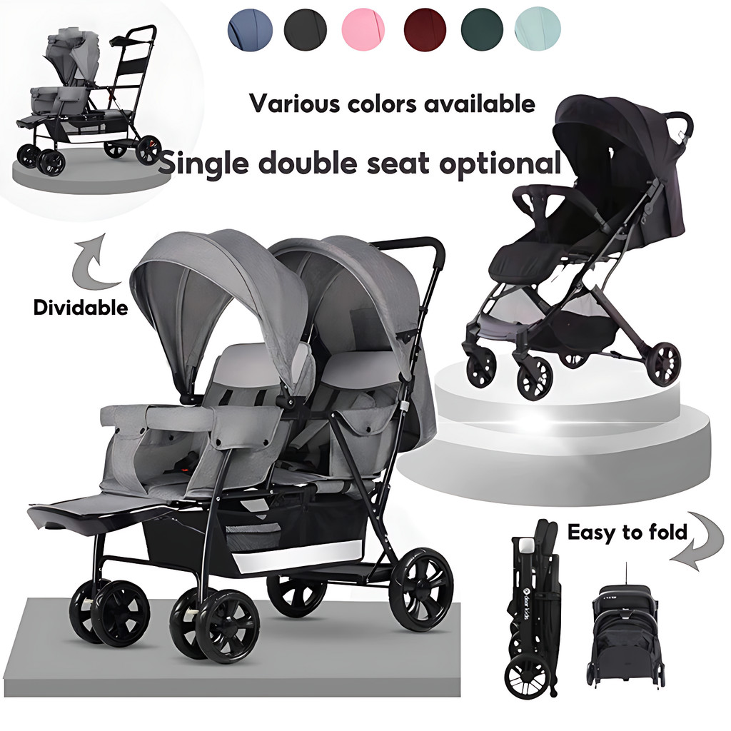 JF Double stroller can be seated reclined detachable lightweight and ...