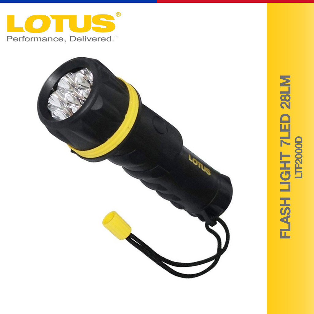 Lotus Flashlight 7LED 28LM (Black) LTFL2000D | Shopee Philippines