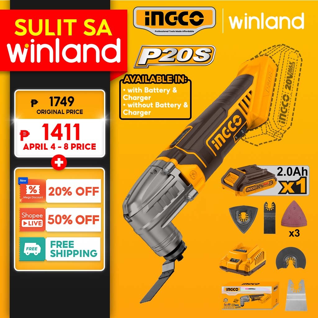 Ingco by Winland Lithium-Ion Cordless Multi-tool 20V with 6-speed ...