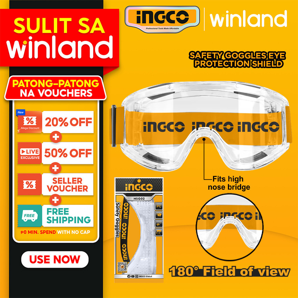 Ingco by Winland 180° Large Field of View Safety Goggles Eye Protection ...