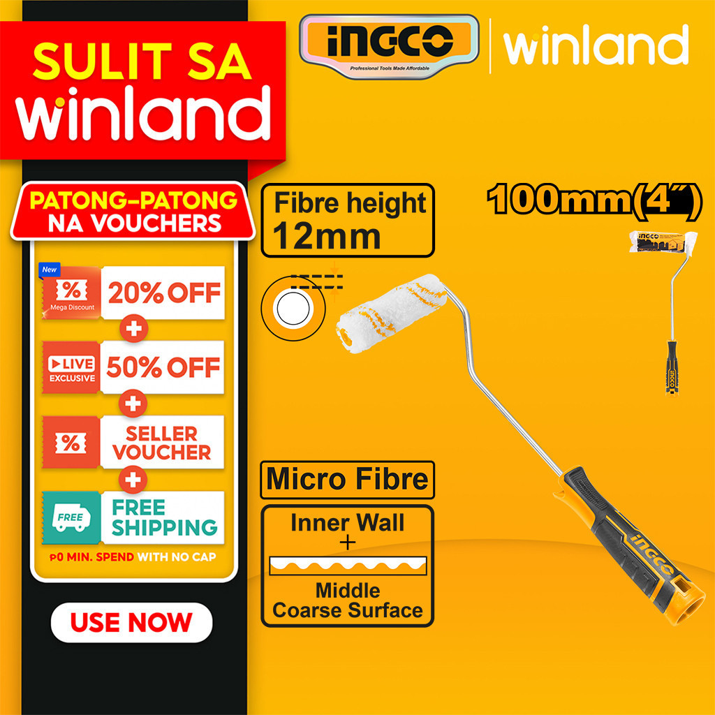 Ingco by Winland 4inches(100mm) Mini Cylinder Brush Paint Roller (Inner ...
