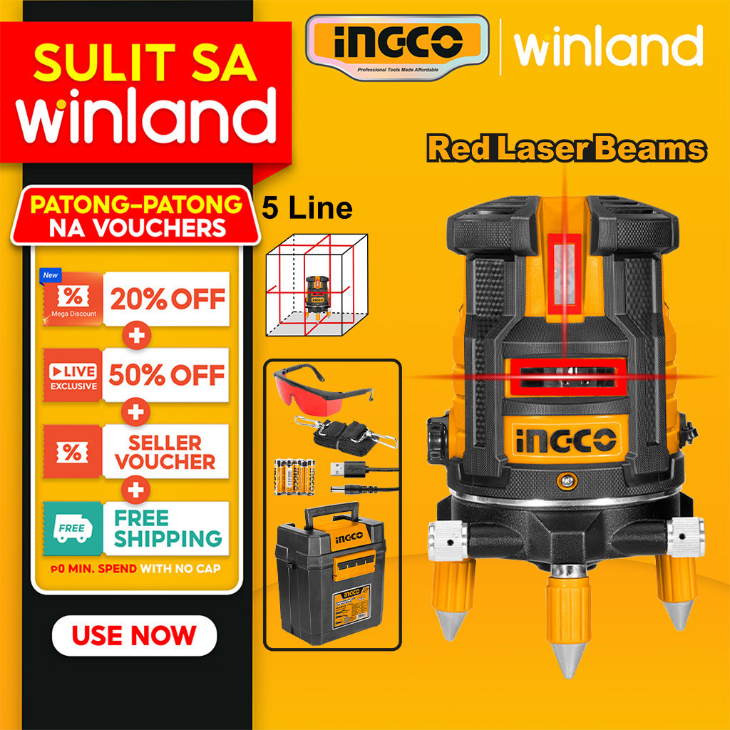 Ingco by Winland Self-Leveling Line Laser Red Laser Beam 0~20m ...