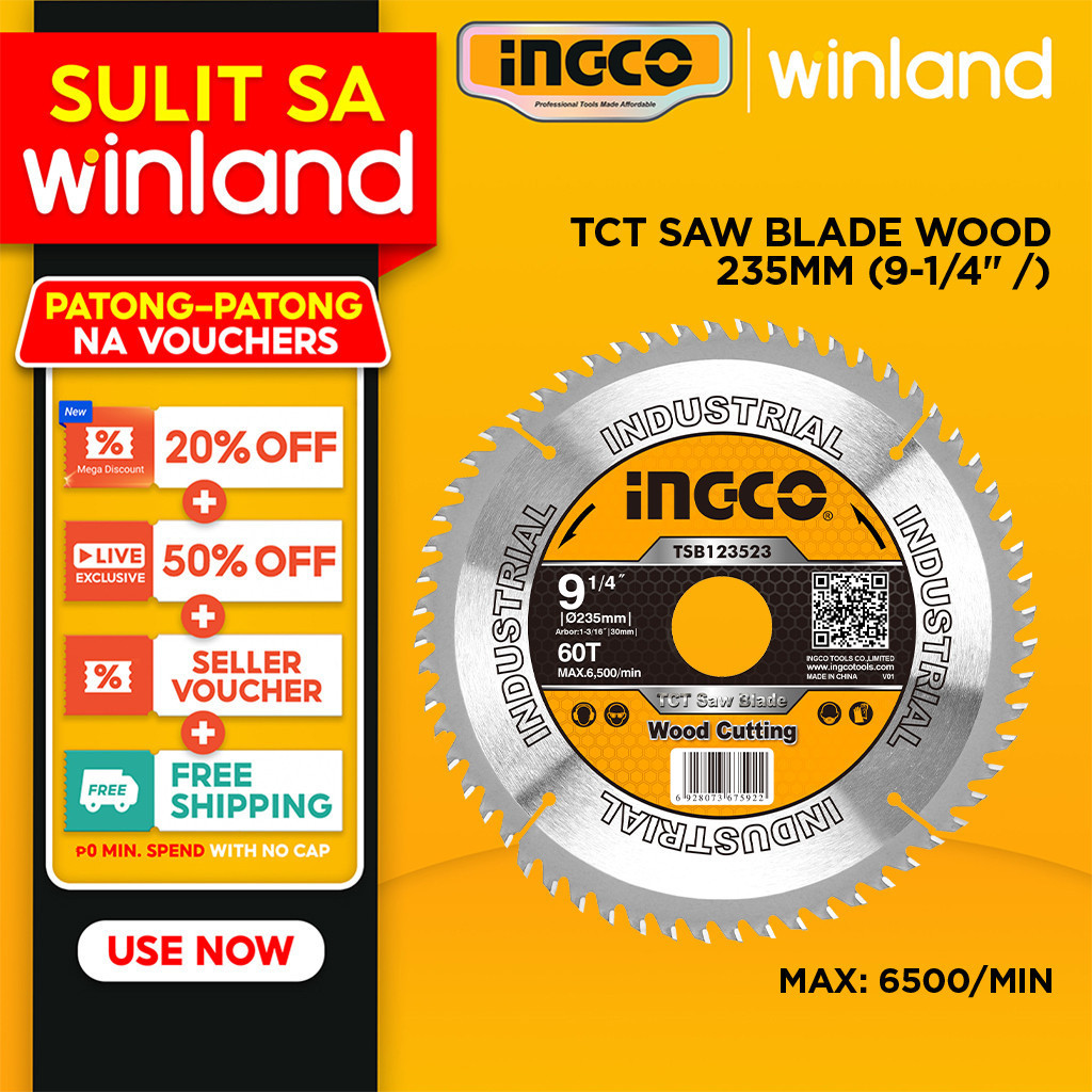 Ingco by Winland Fine Tooth TCT Saw Blade Wood Circular Saw 9 1/4" 60T ...