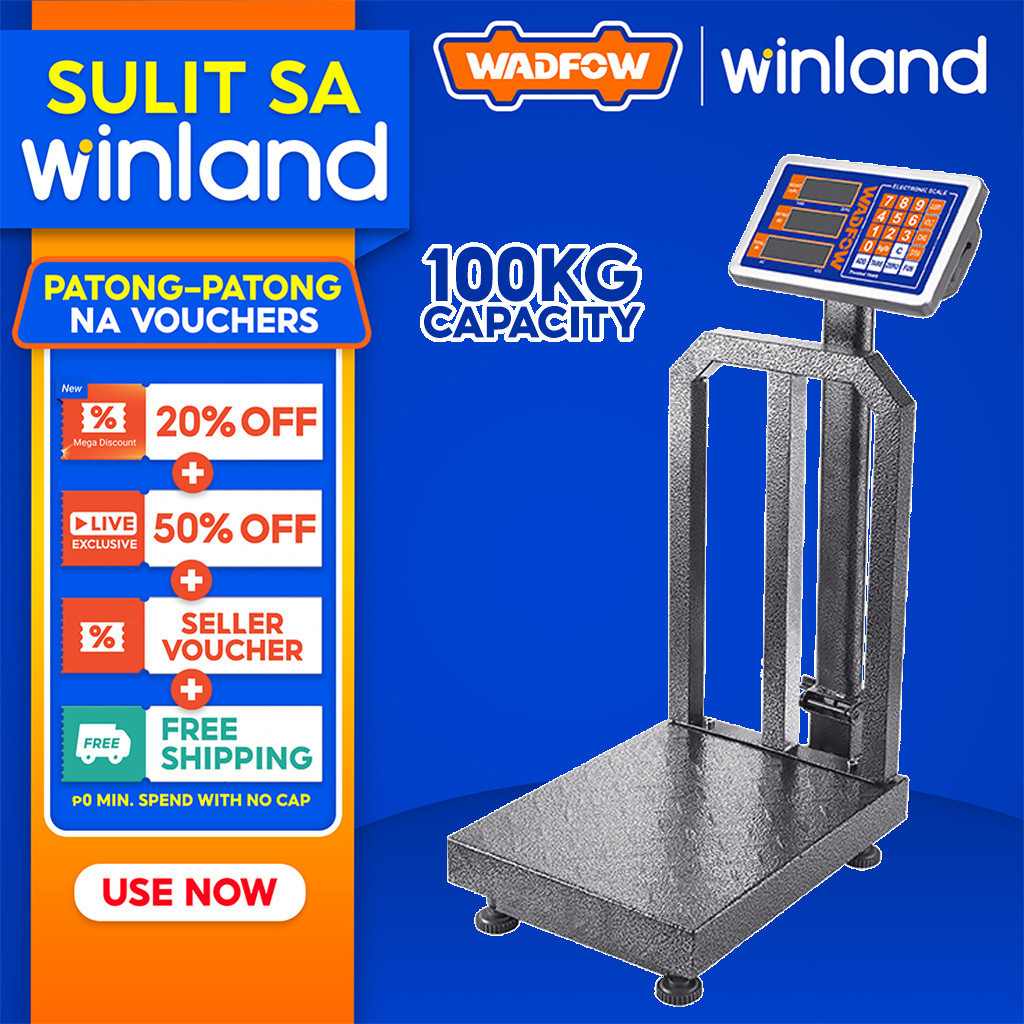 Wadfow by Winland 100kg Rechargeable Electronic Weighing Scale Platform ...